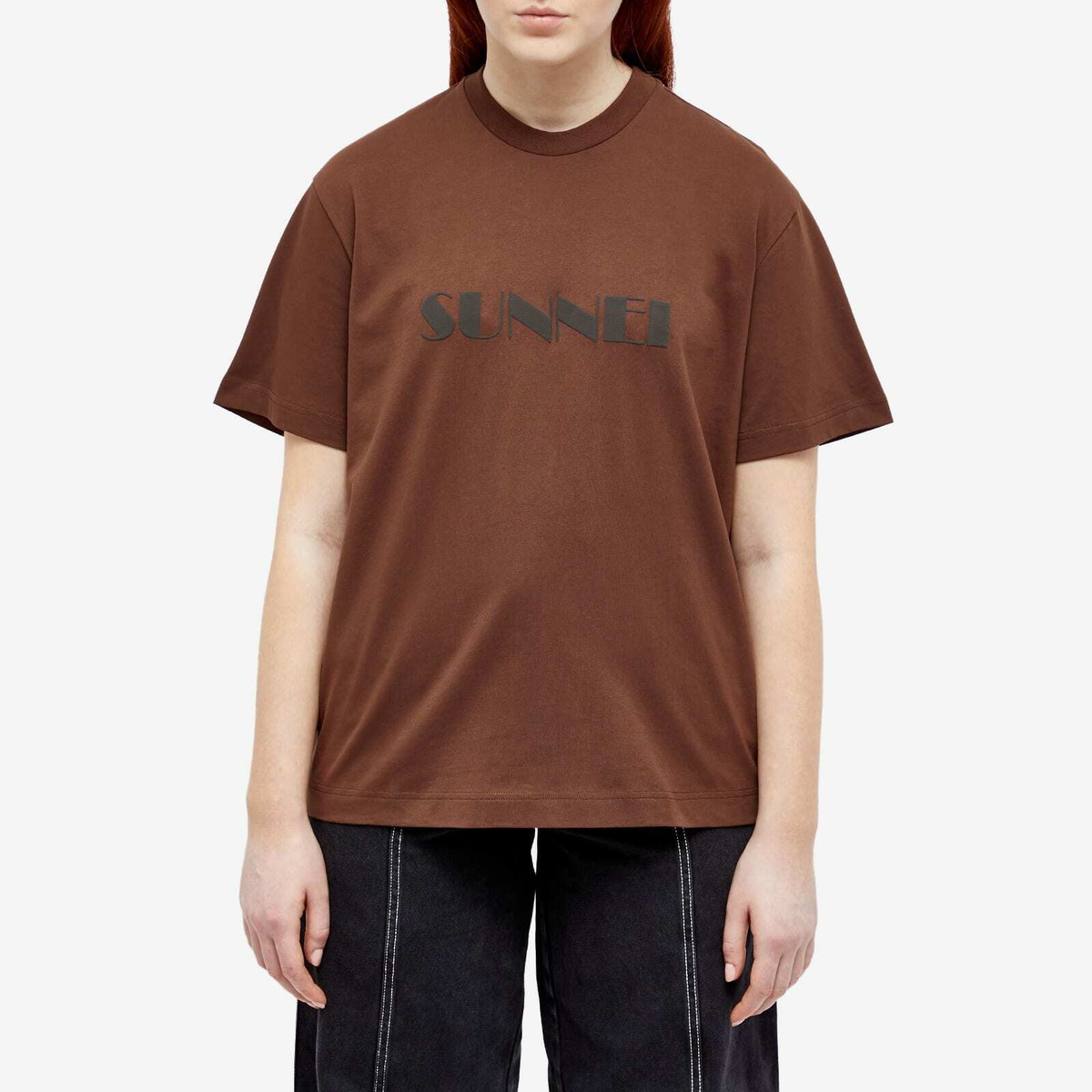 Sunnei Women's Classic Sprayed Logo T-Shirt in Brown Sunnei