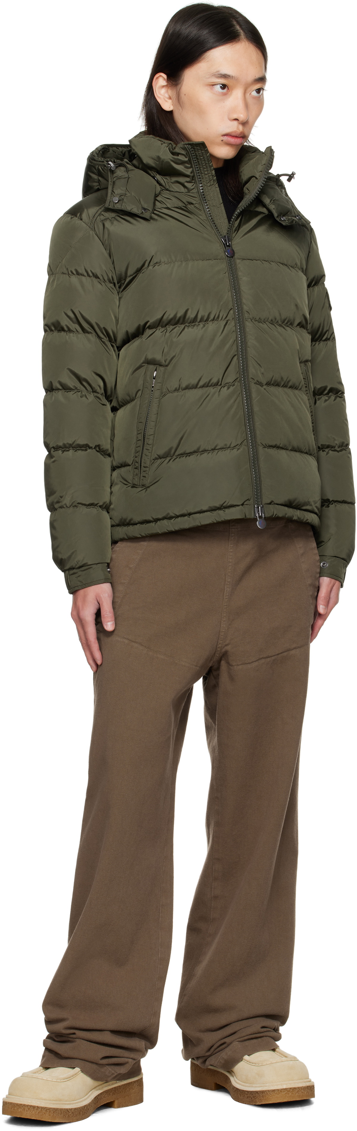 Moncler Khaki Maya Matte Short Down Jacket Moncler