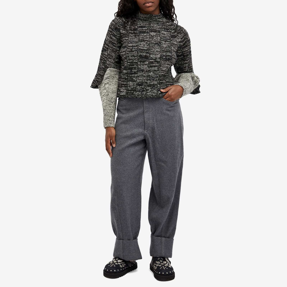 TOGA Women's Mix color knit pullover in Grey Toga Pulla