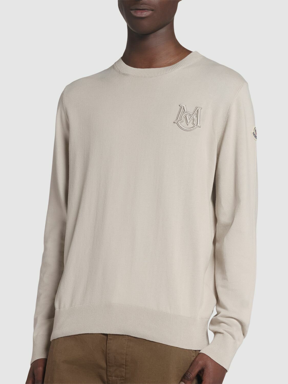 MONCLER Embroidered Monogram Cotton Sweater Moncler
