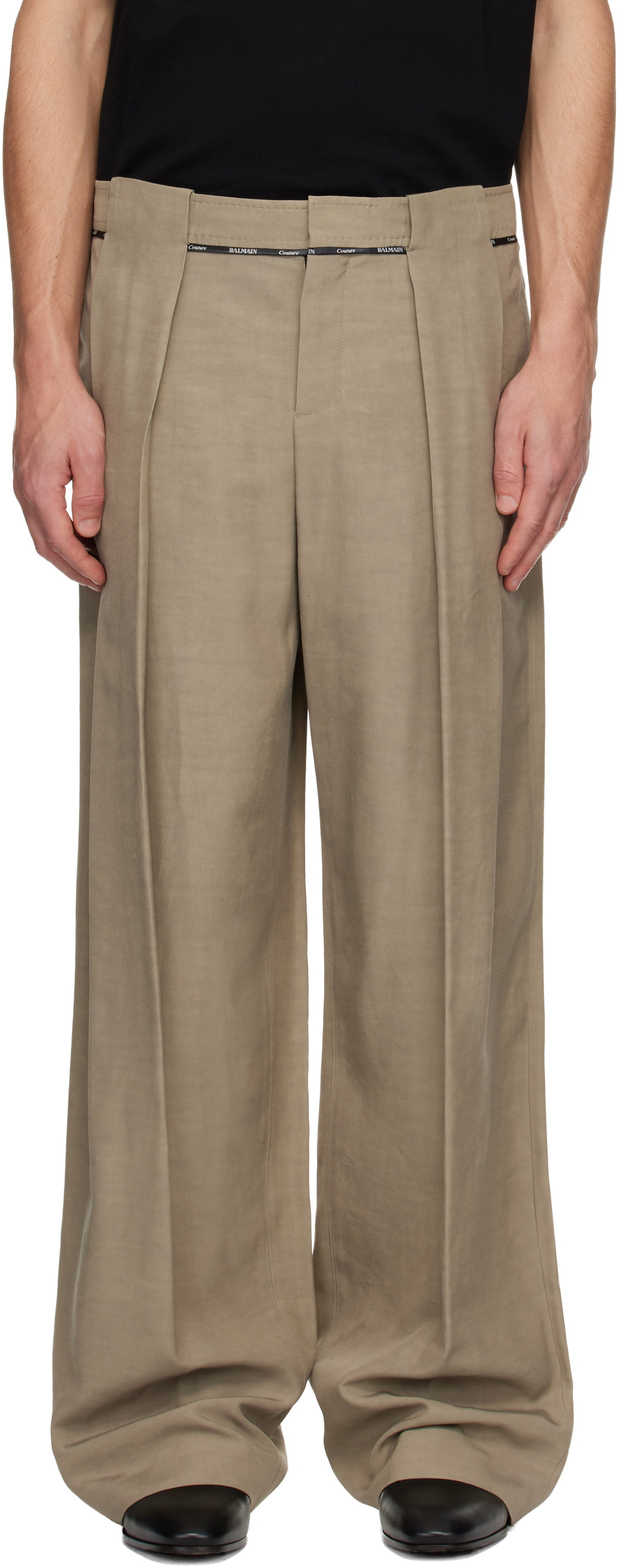Balmain Taupe Pleated Trousers Balmain