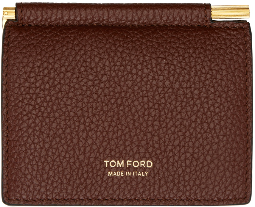 TOM FORD Brown Folding Money Clip Card Holder TOM FORD