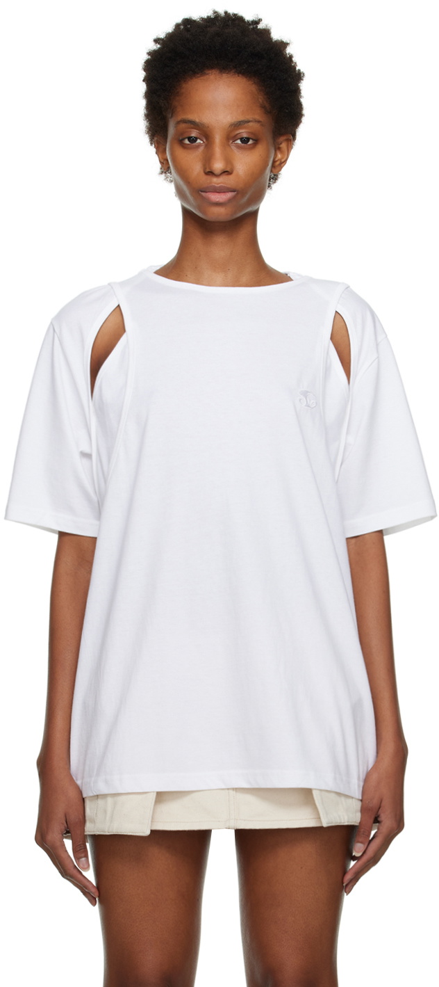 lesugiatelier White Cut-Out T-Shirt lesugiatelier
