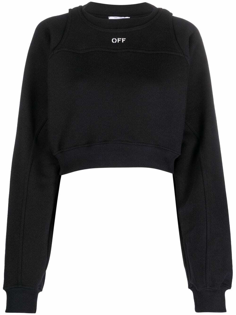 OFF-WHITE - Logo Cropped Cotton Sweatshirt Off-White