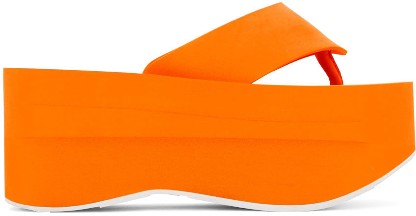 MSGM Orange Rubber Platform Sandals MSGM
