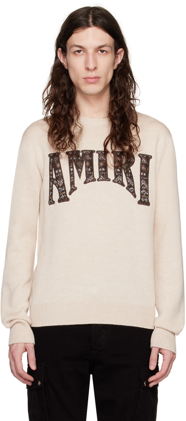 AMIRI Beige Embroidered Crewneck Amiri