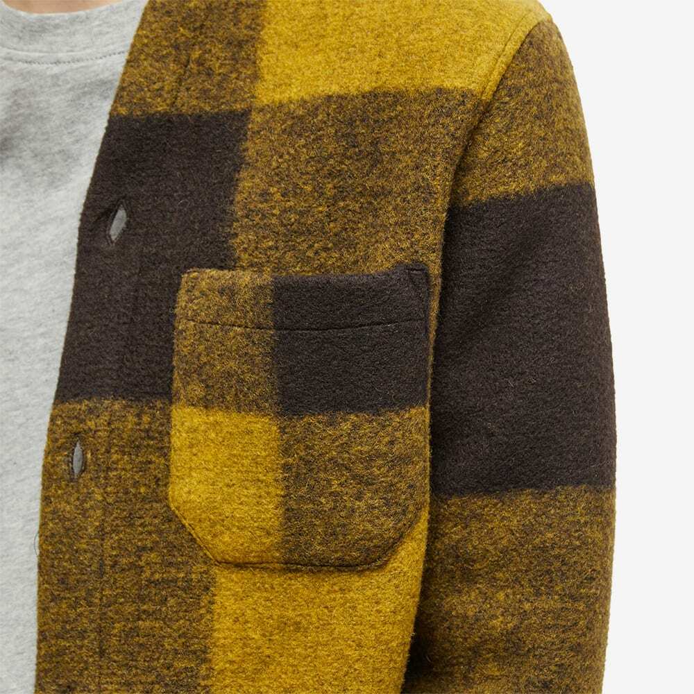 Universal Works Men's Studio Check Wool Fleece Cardigan in Mustard ...