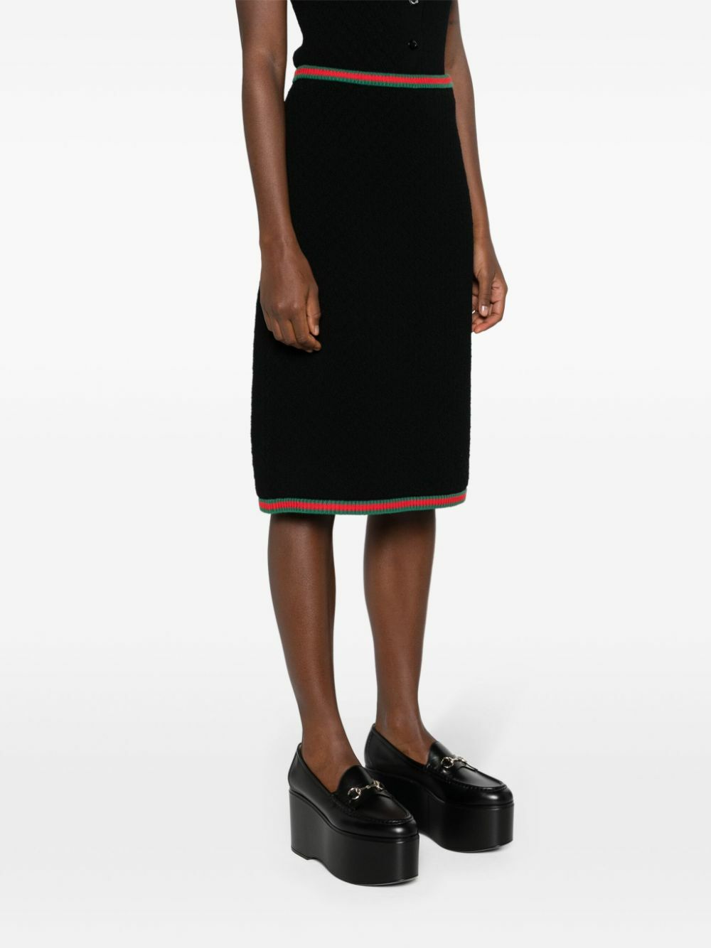 Gucci Black Web-Stripe Crochet-Knit Skirt Gucci