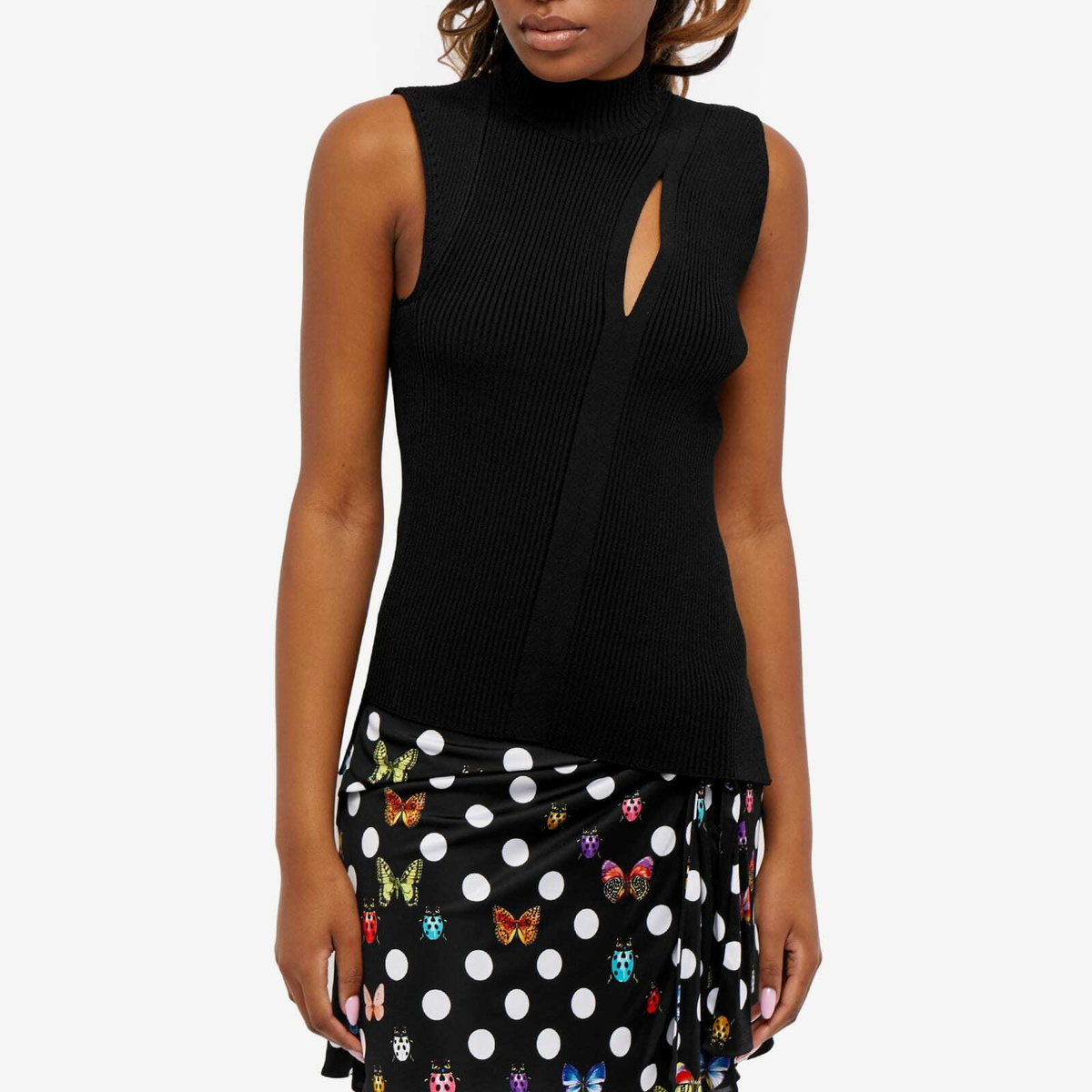 Versace Women's Cut Out Knit Top in Black Versace