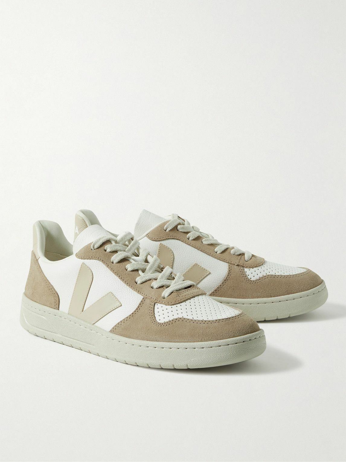 Veja - V-10 Rubber-Trimmed Suede and Leather Sneakers - Brown VEJA