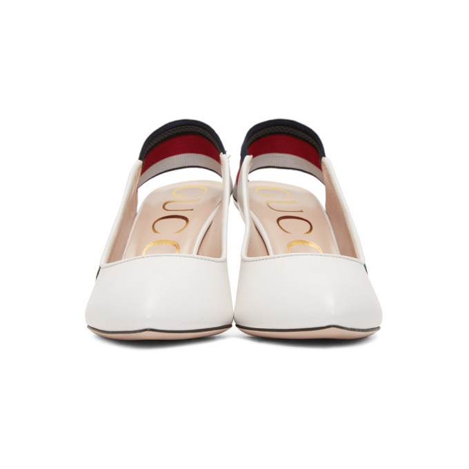 Gucci White Sylvie Elastic Heels Gucci