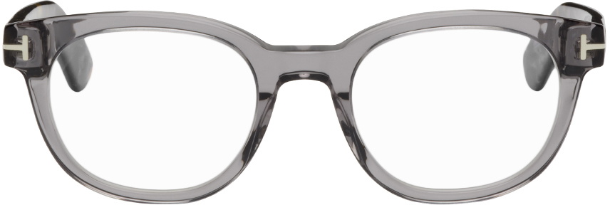 TOM FORD Transparent Blue Block Round Glasses TOM FORD