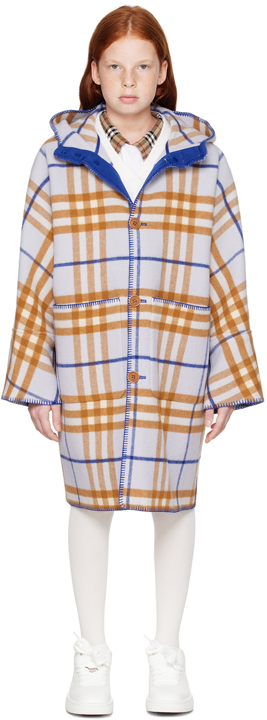 Burberry Kids Blue Check Coat Burberry