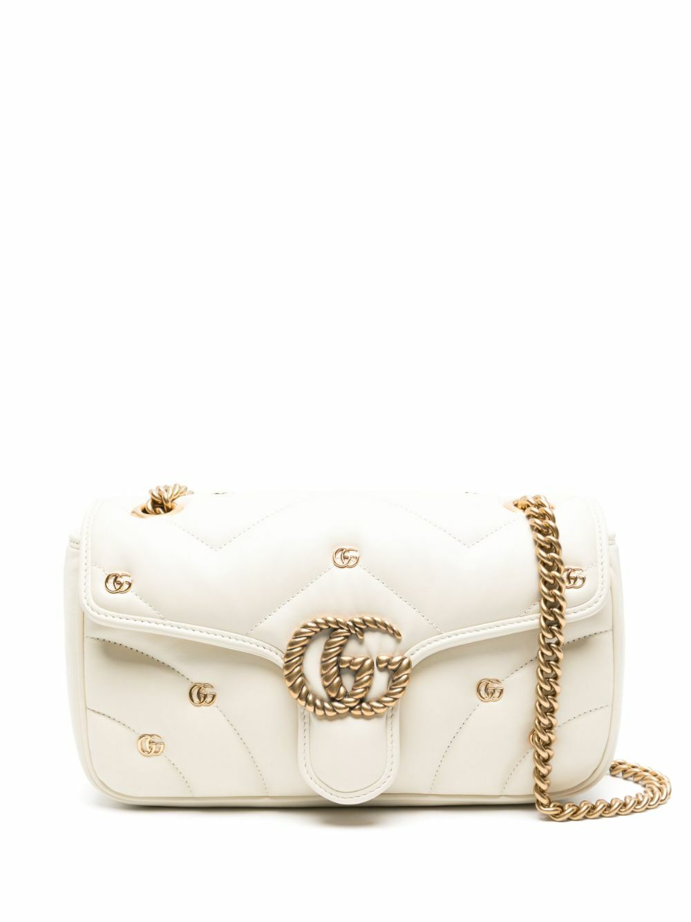 Gucci White GG Marmont Small Leather Shoulder Bag Gucci