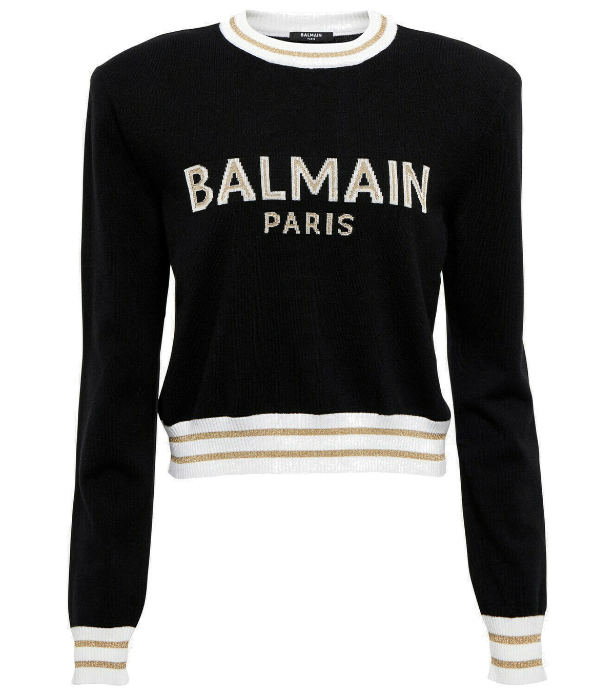 Balmain - Logo wool and cashmere cropped sweater Balmain