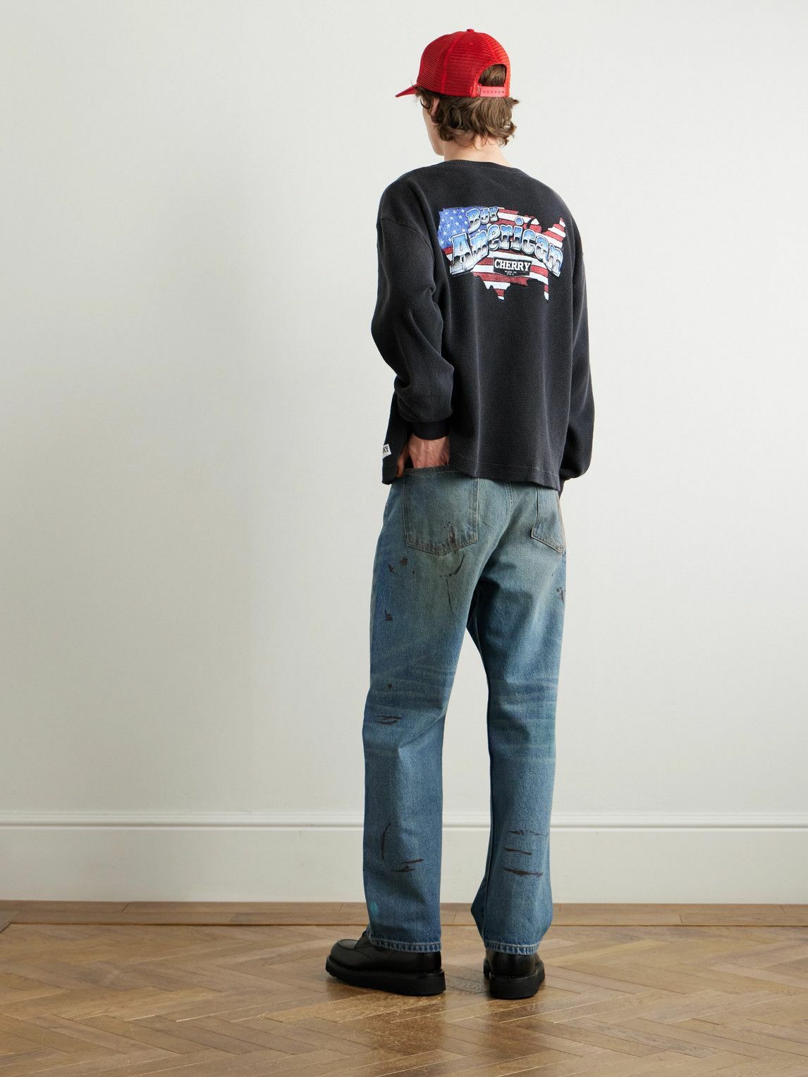 Cherry Los Angeles - Logo-Print Waffle-Knit Cotton T-Shirt - Black ...