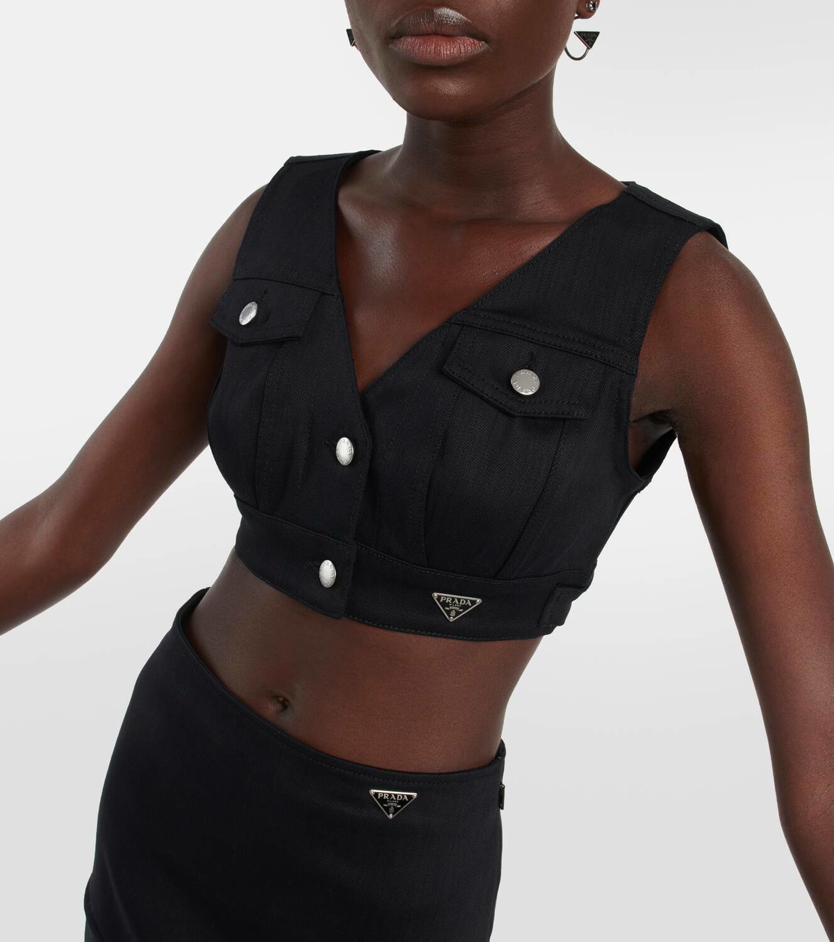 Prada Embellished denim crop top Prada
