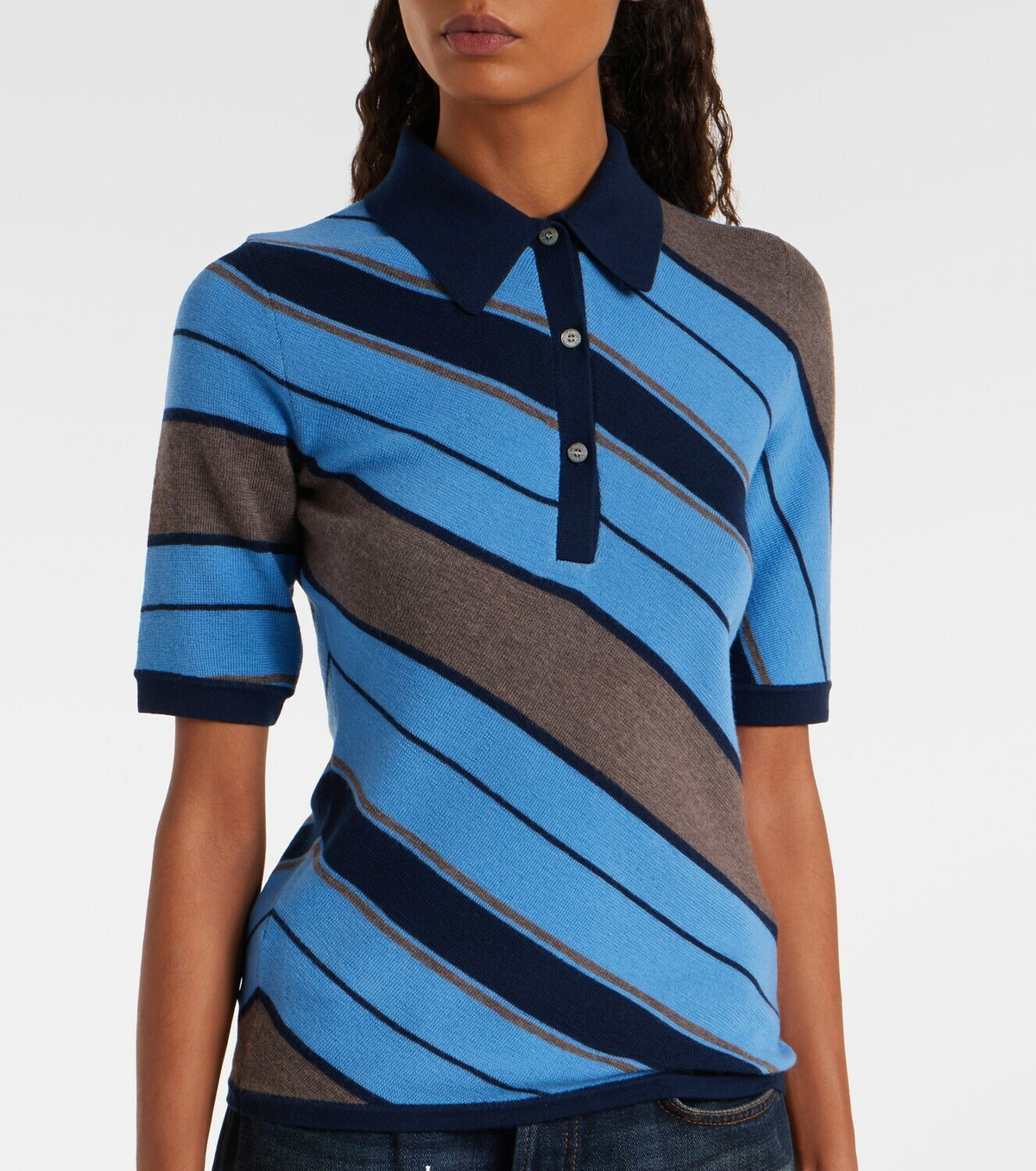 Acne Studios Ribbed-knit striped wool polo shirt Acne Studios