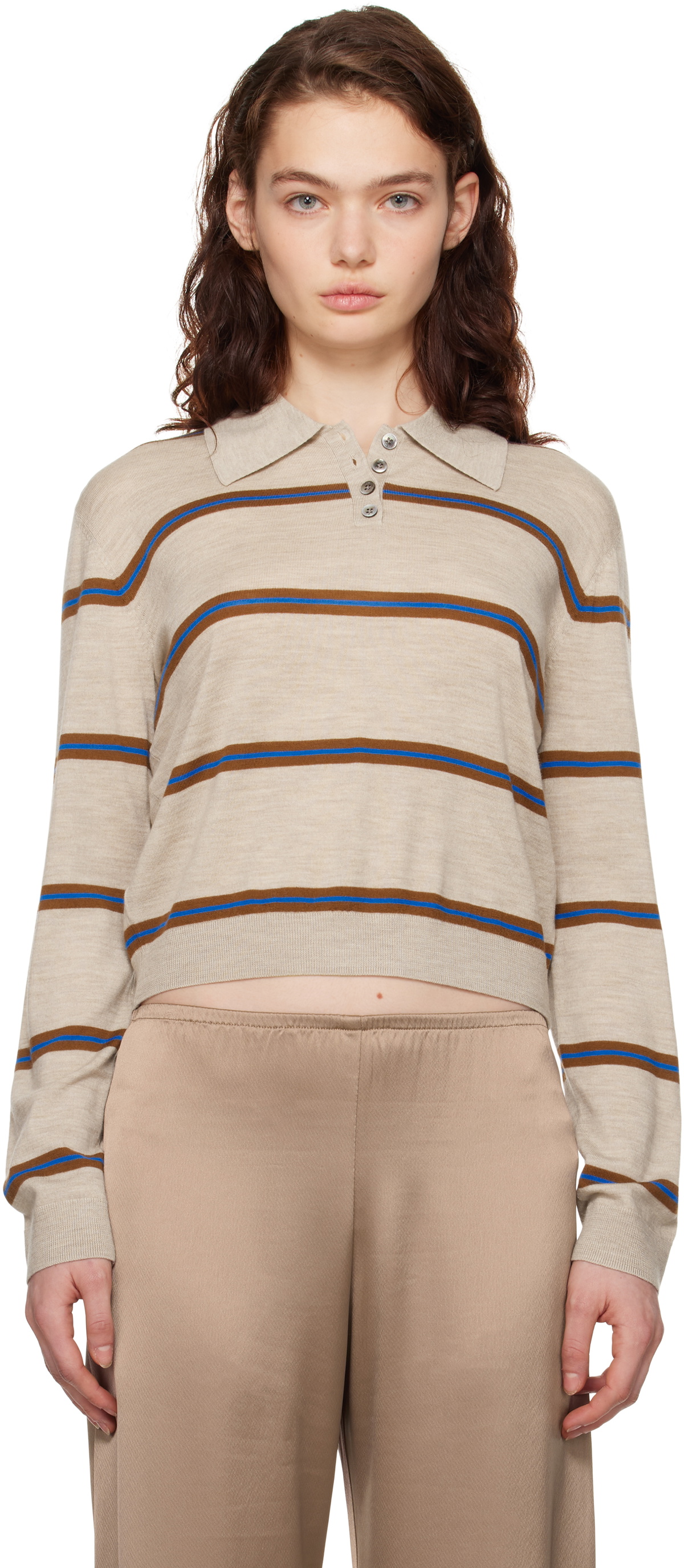 LESET Beige James Stripe Polo LESET