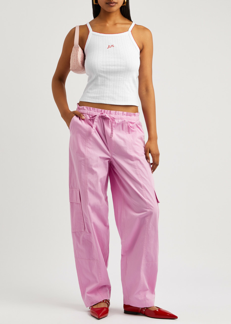 Damson Madder Logo-embroidered Cotton Tank White Damson Madder