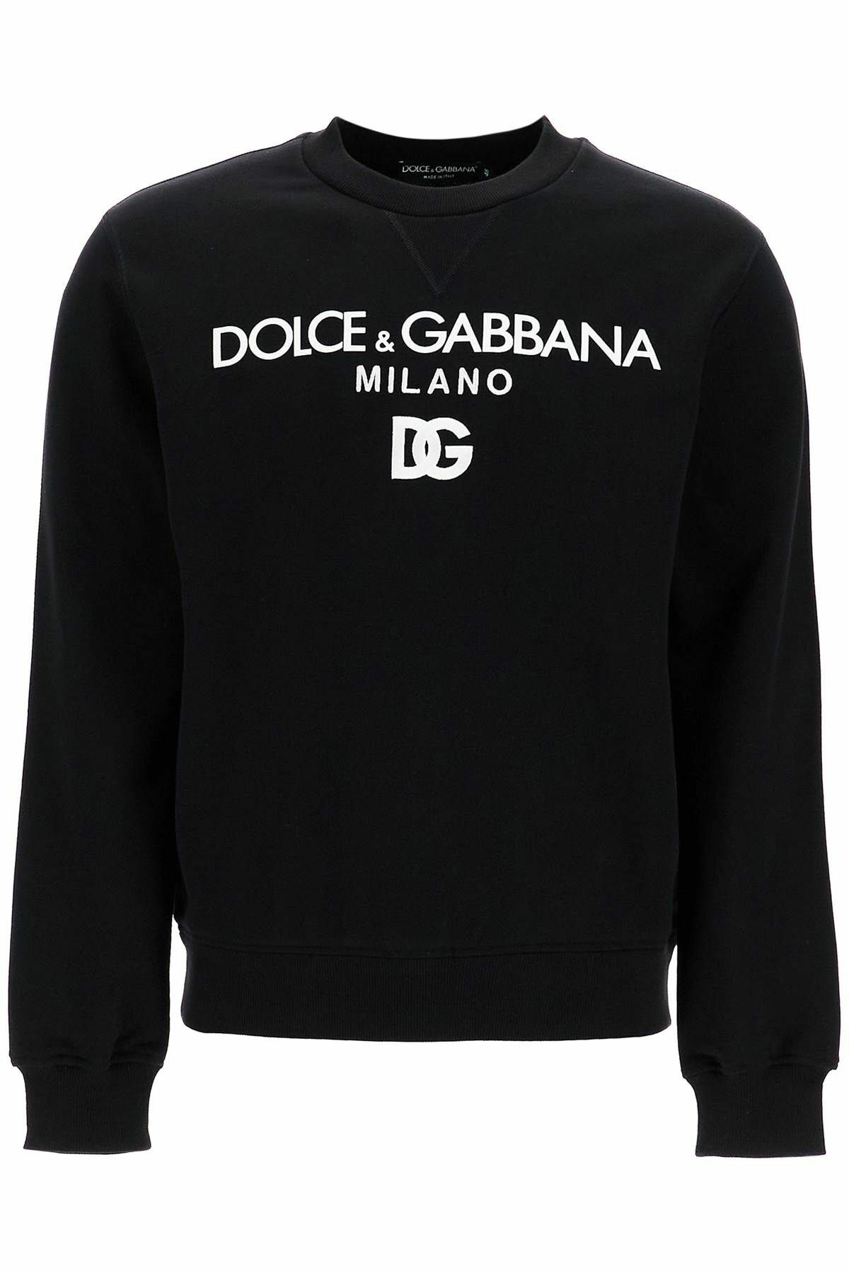 DOLCE & GABBANA "round neck sweatshirt with dg embroidery and lettering ...