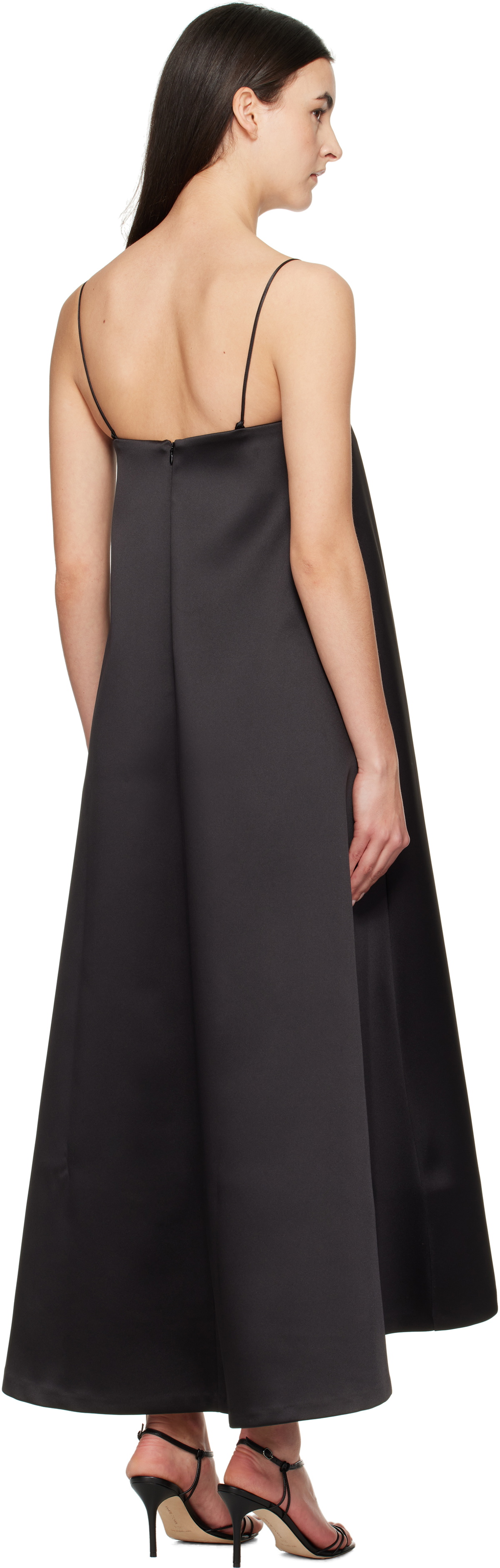 Róhe Black Voluminous Satin Evening Maxi Dress Róhe