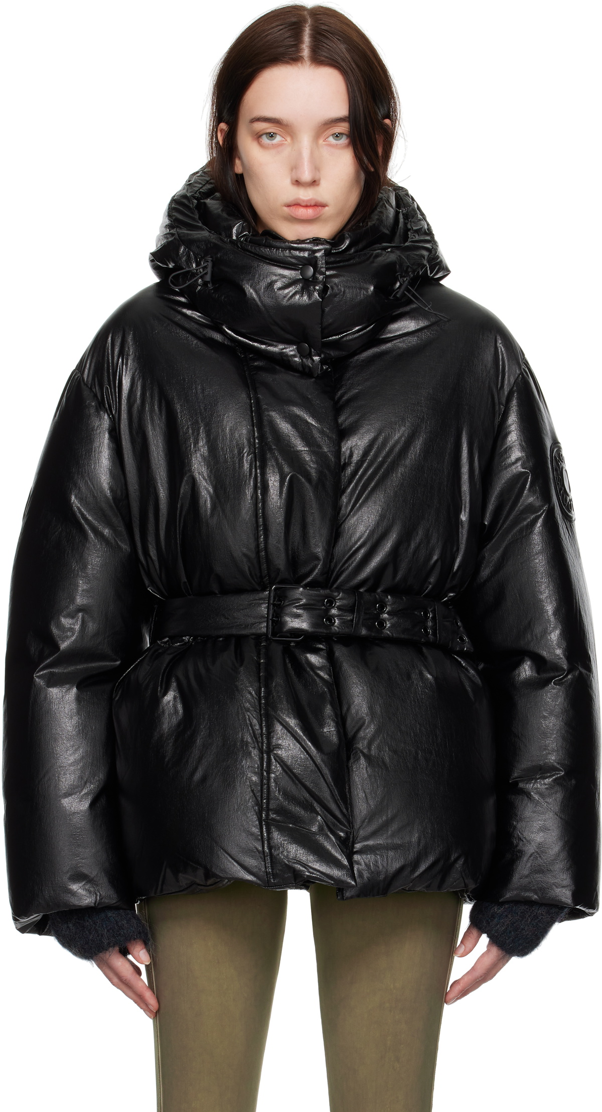 Acne Studios Black Hooded Puffer Down Jacket Acne Studios