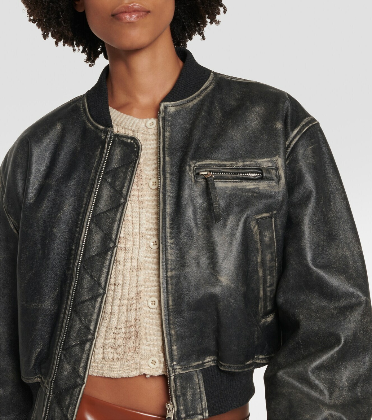Acne Studios Cropped leather bomber jacket Acne Studios