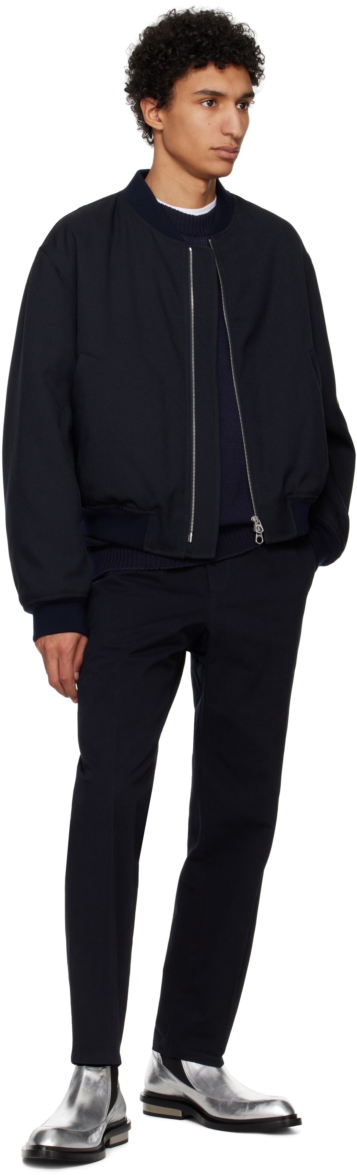 Jil Sander Navy Padded Bomber Jacket Jil Sander
