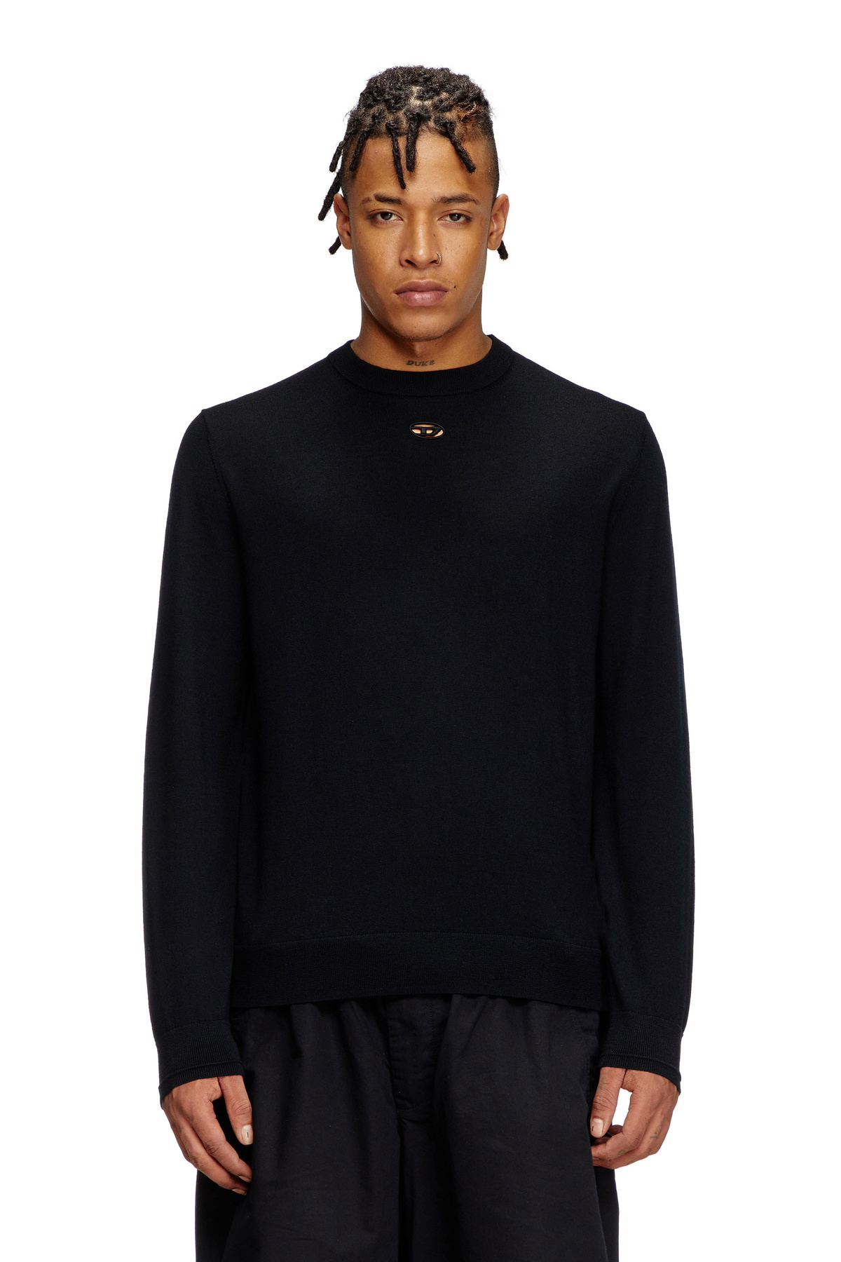 Diesel Wool jumper with cut-out logo - Knitwear Mens in Black Diesel