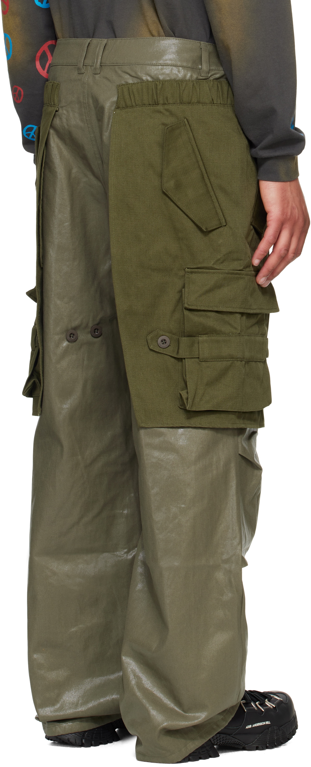 Andersson Bell SSENSE Exclusive Khaki Raptor Layered Cargo Pants ...