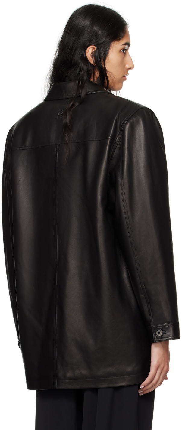 Magda Butrym Black Oversized Button Up Leather Jacket Magda Butrym