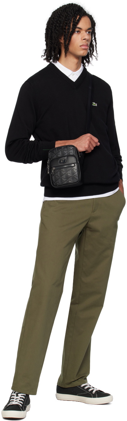 Lacoste Black Monogram Print Small Crossbody Bag Lacoste