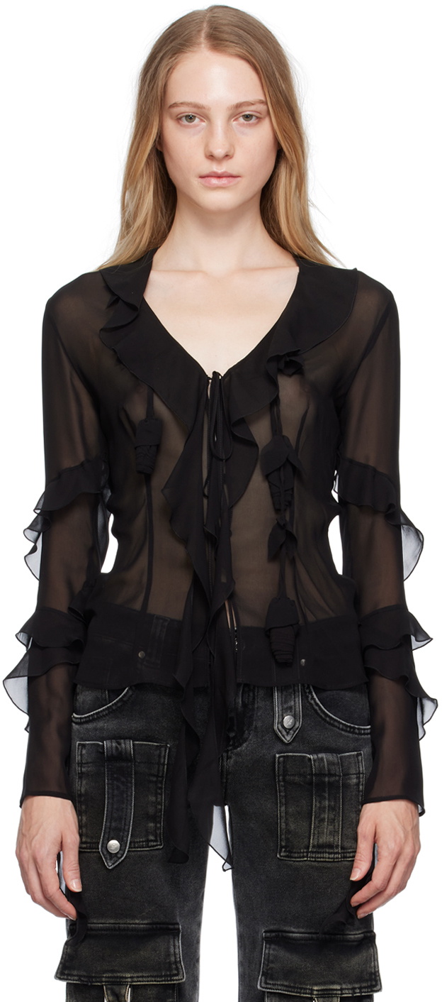 Blumarine Black Ruffled Blouse Blumarine