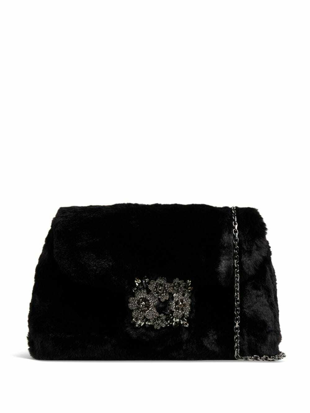 ROGER VIVIER - Rv Bouquet Strass Faux Fur Handbag Roger Vivier