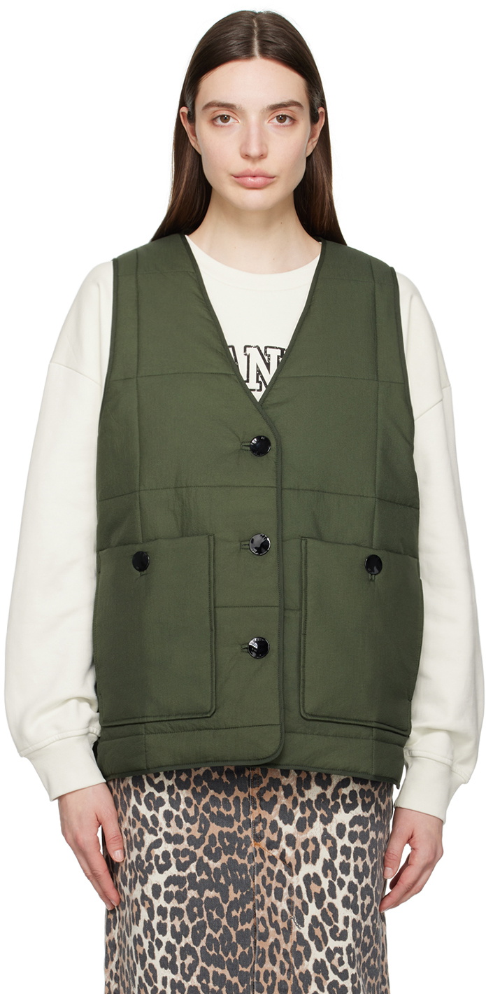 GANNI Green Quilt Vest GANNI