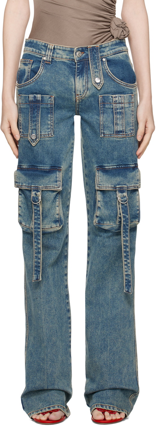Blumarine Blue Cargo Pocket Jeans Blumarine