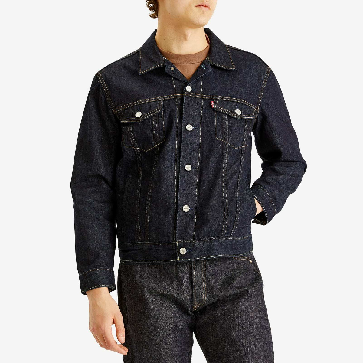 Levi's Men's Red Tab Trucker Jacket in Thriller Selvedge Resin Rinse ...