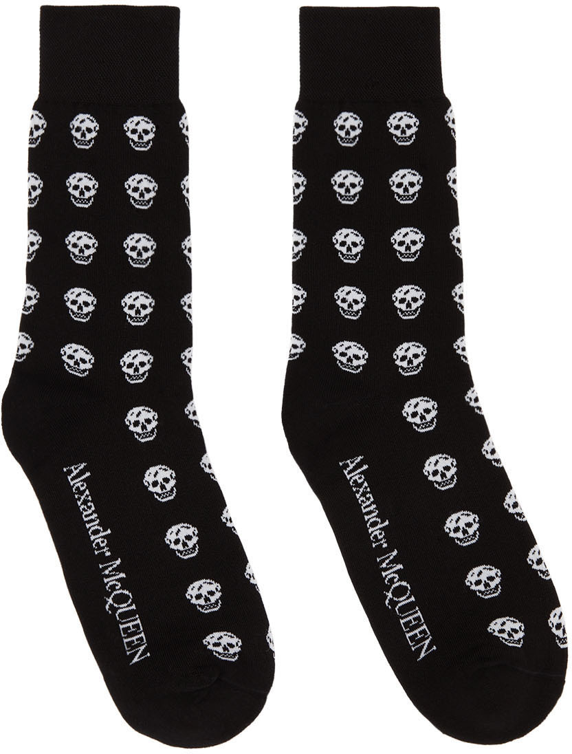 Alexander McQueen Black & White Skull Socks Alexander McQueen