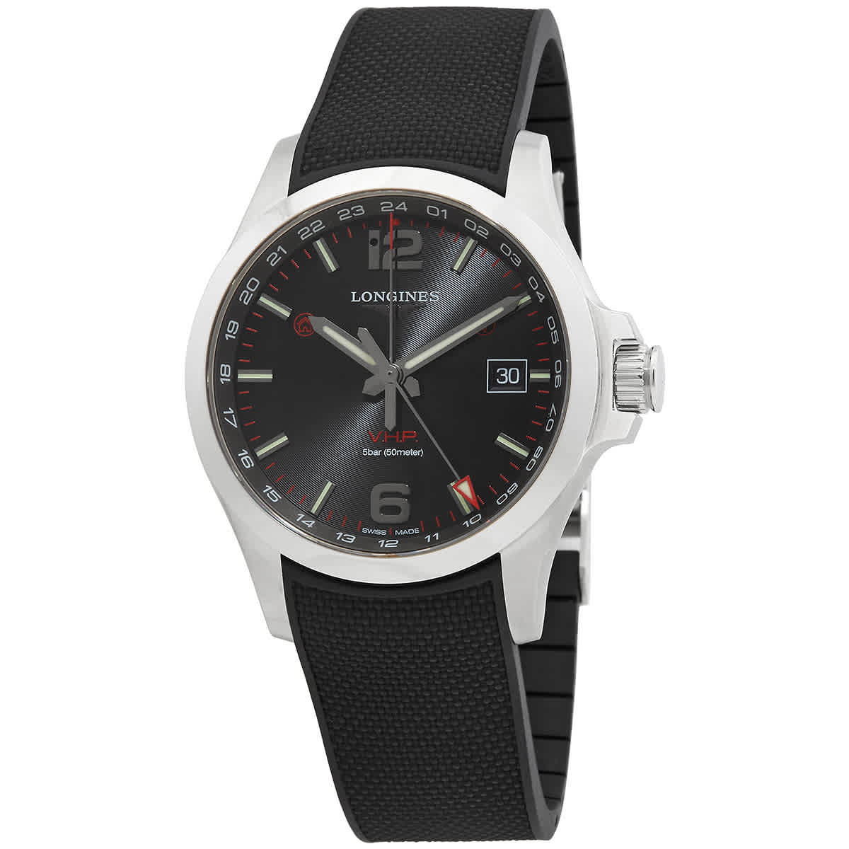 Longines Conquest Quartz Black Dial Mens Watch L3.728.4.56.9 Longines