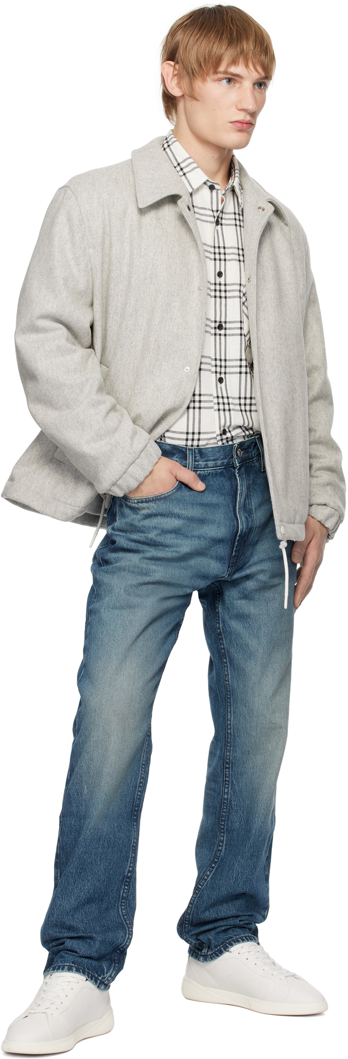 Hugo Gray Regular-Fit Padded Coach Jacket Hugo Boss