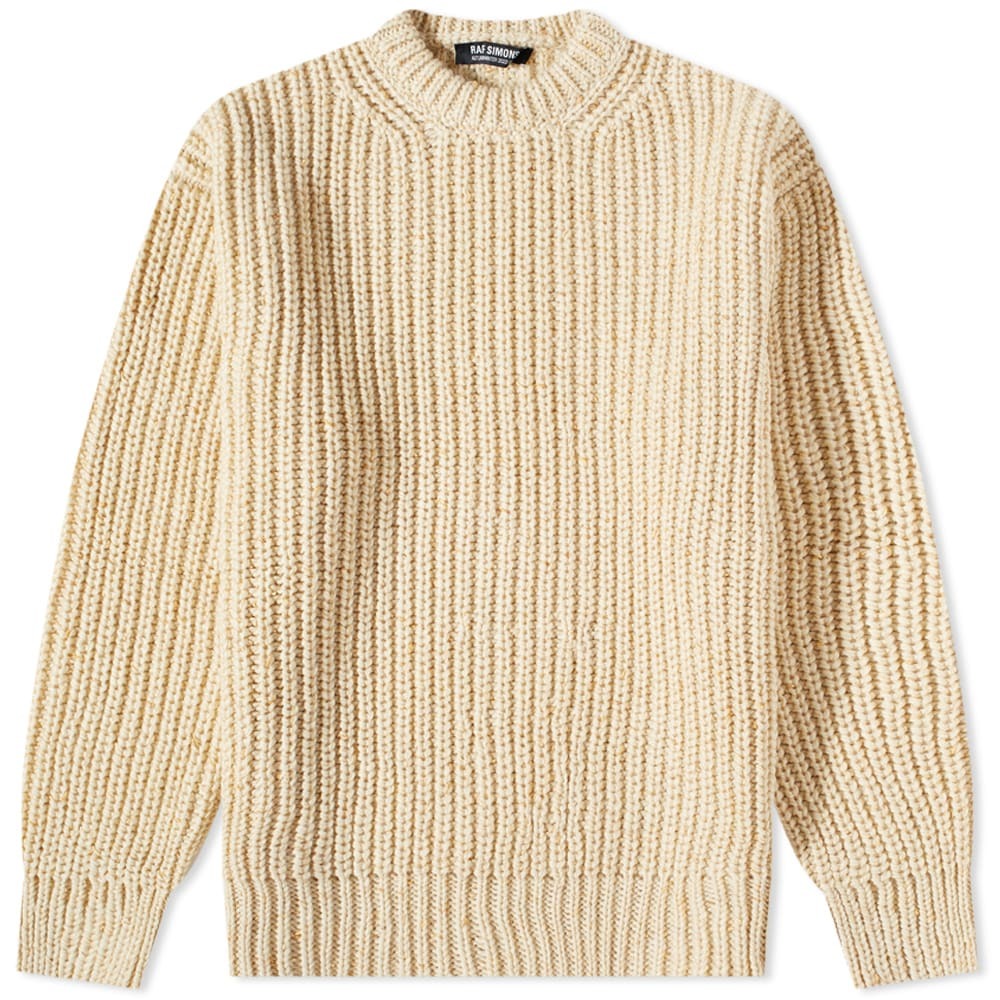 Raf Simons Men's Ribbed Crew Knit in Ecru Yellow Raf Simons