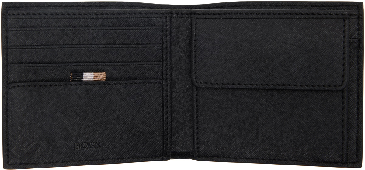 BOSS Black Bifold Signature Details Wallet BOSS