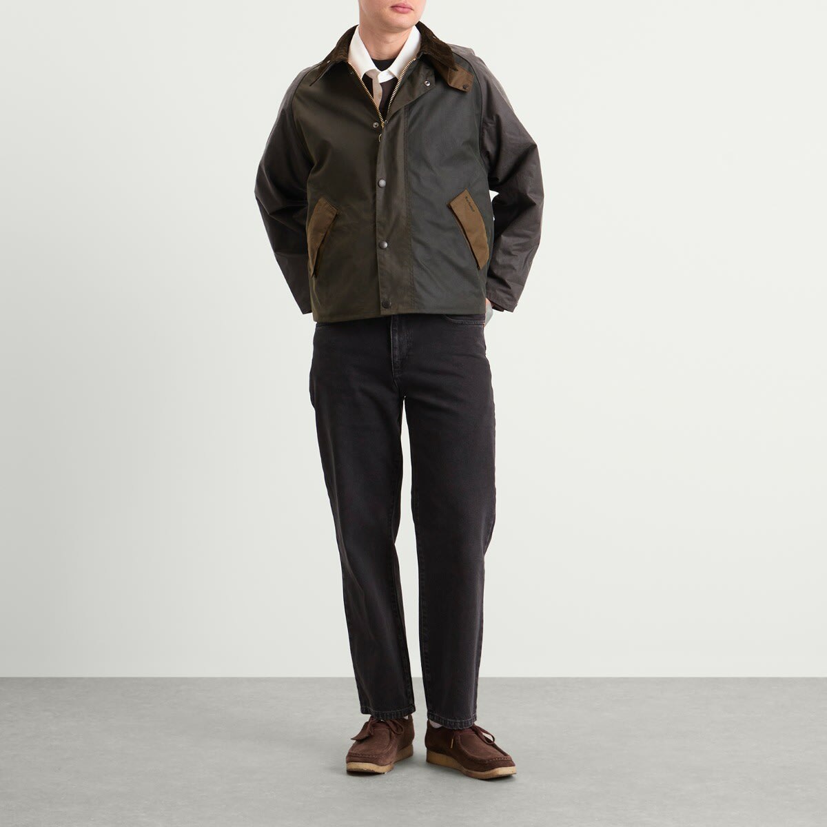 Barbour Men's Patchwork Transport Wax Jacket in Sage Multi Barbour