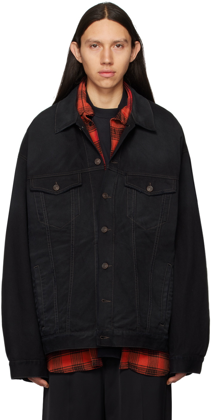 Balenciaga Black Hand Drawn BB Denim Jacket Balenciaga