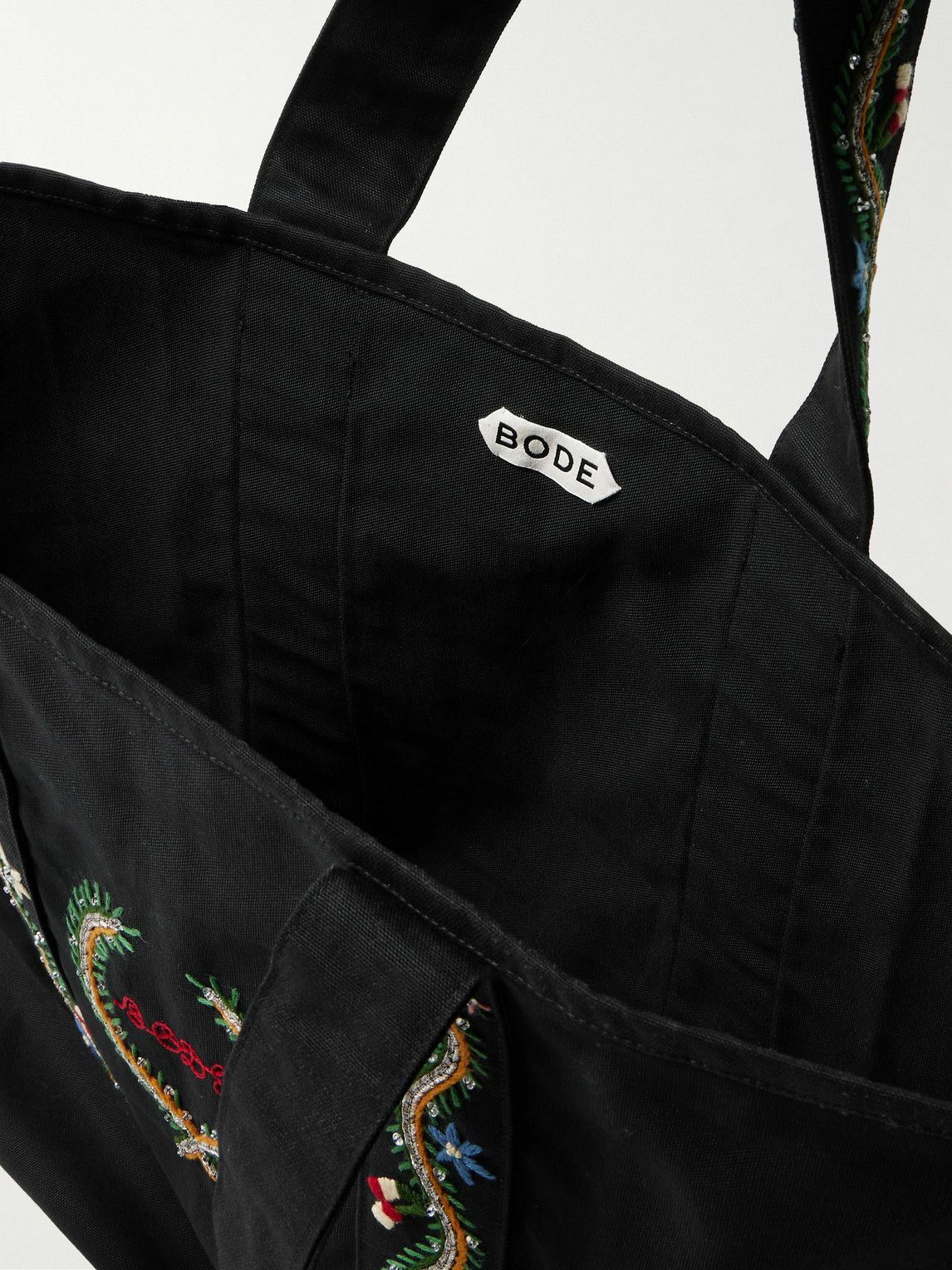 BODE - Alpineflower Embellished Cotton-Canvas Tote Bag Bode