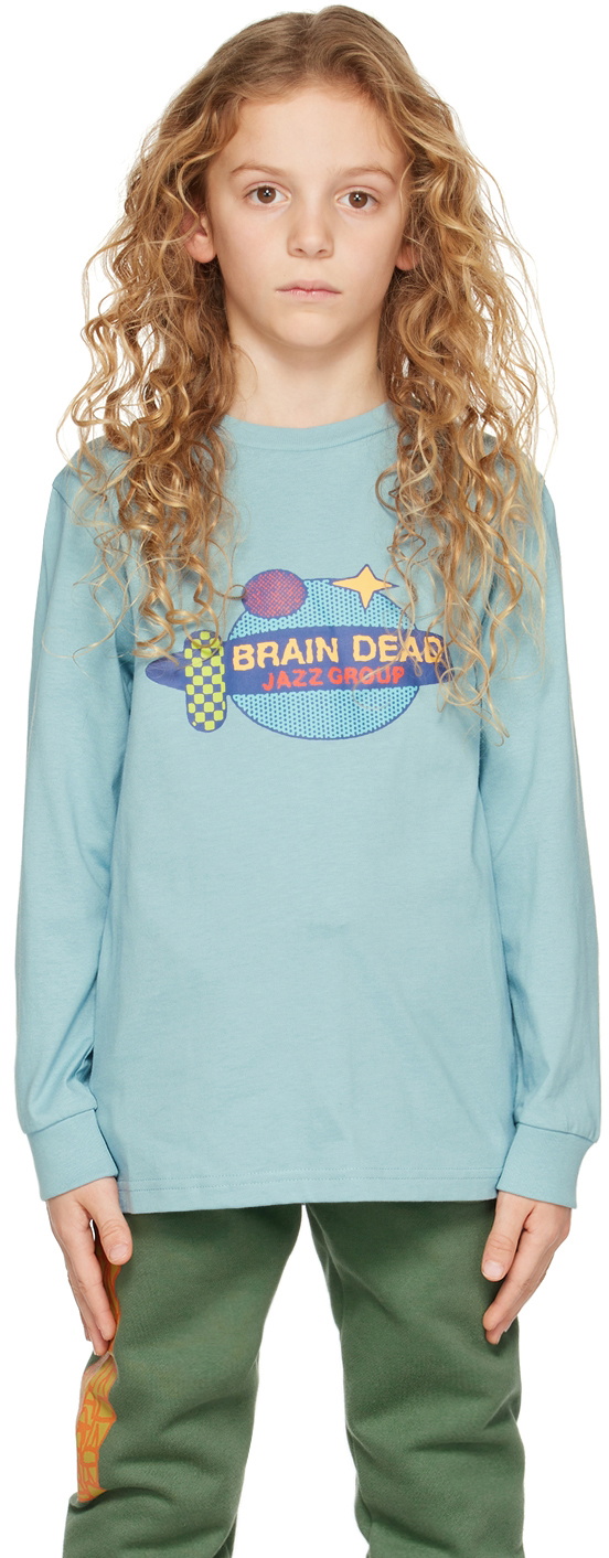Brain Dead Kids Blue Printed Long Sleeve T-Shirt Brain Dead