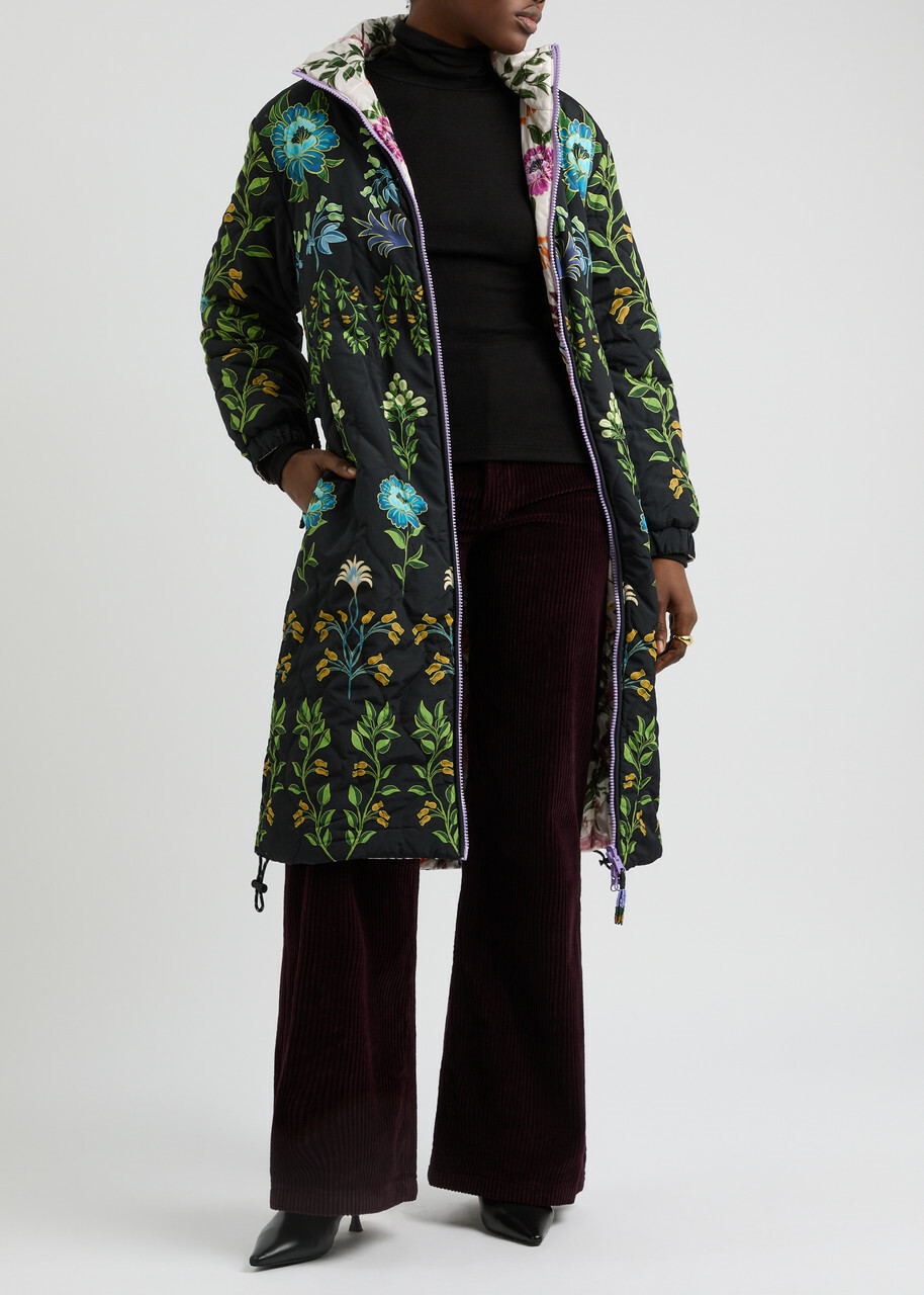 Farm Rio Winter Garden Reversible Floral-print Shell Jacket Green Farm Rio