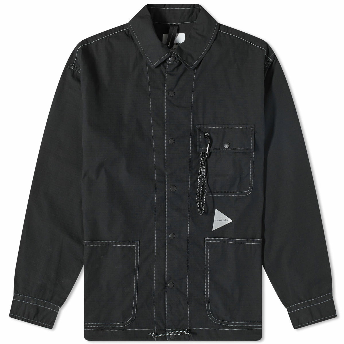 And Wander Men's Dry Ripstop Shirt Jacket in Black and Wander