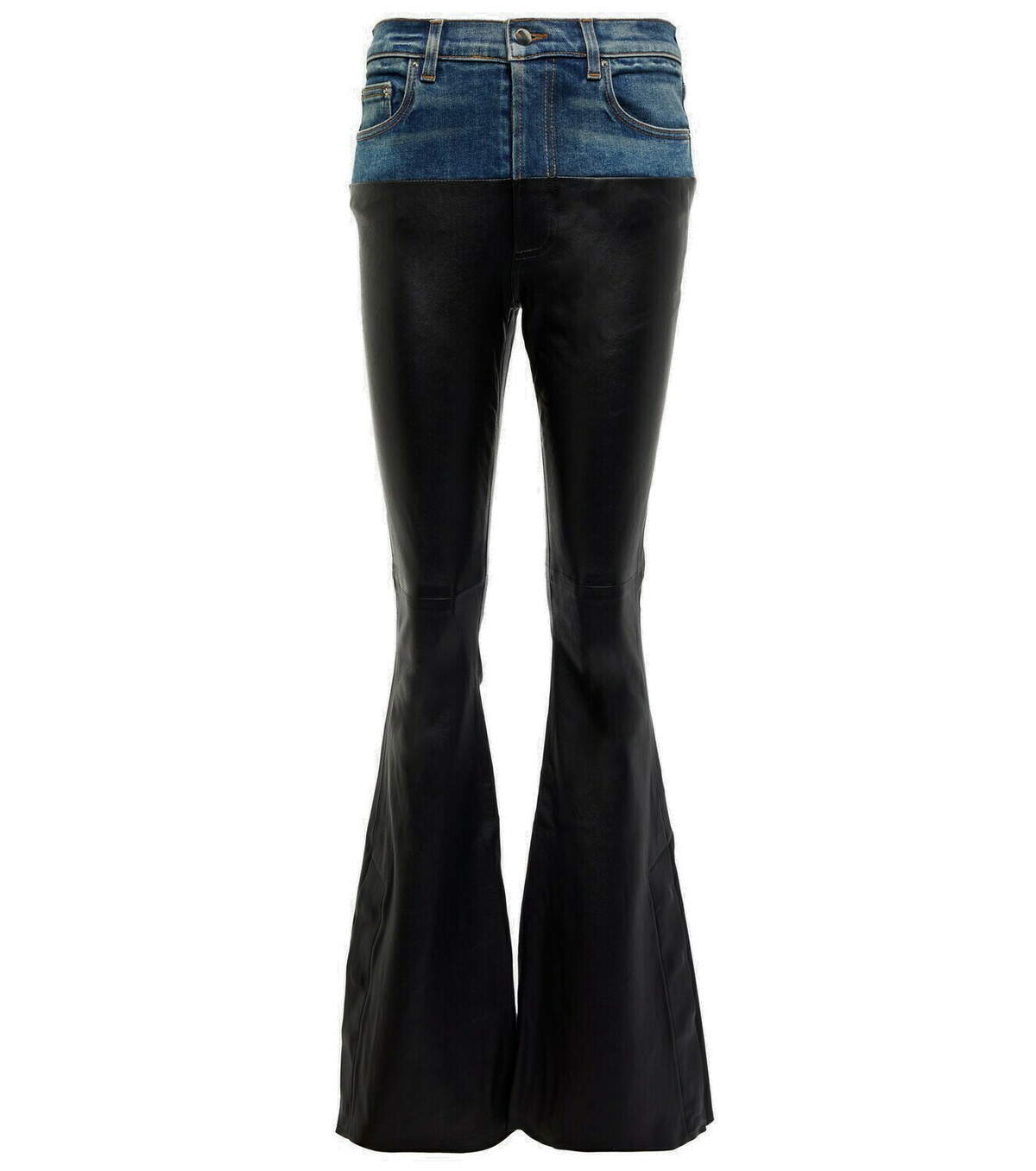 Amiri Flared Denim And Leather Pants Amiri
